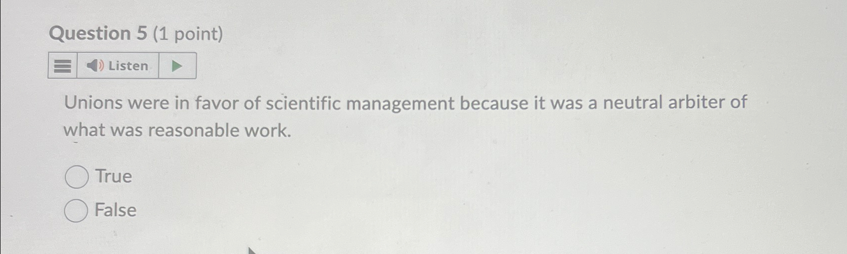 Solved Question 5 (1 ﻿point)listenUnions were in favor of | Chegg.com