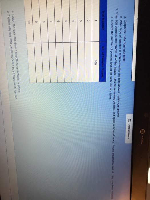* Exit Fullscreen a. Graph the data from your table. | Chegg.com