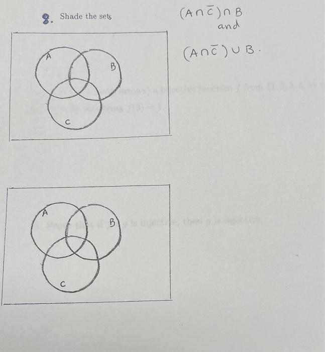 Solved 8. Shade the sets | Chegg.com