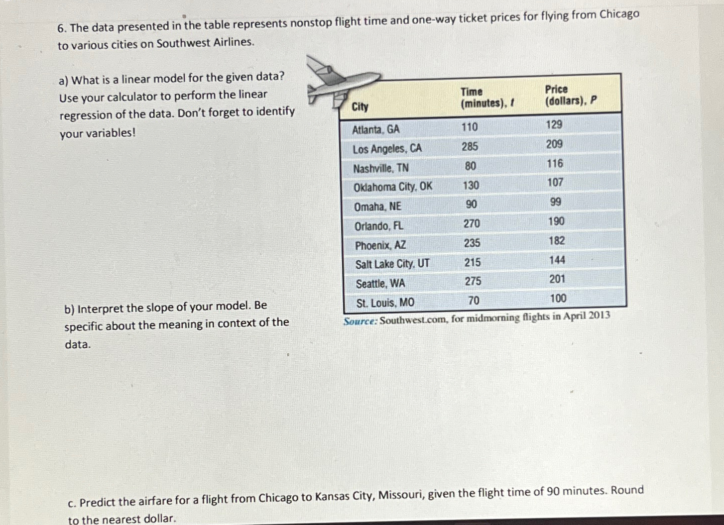 Solved The data presented in the table represents nonstop | Chegg.com