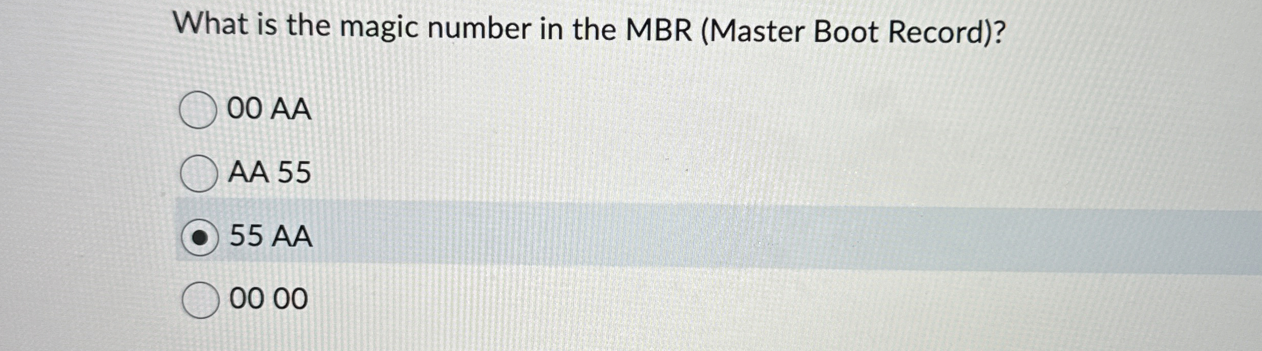 Solved What is the magic number in the MBR (Master Boot | Chegg.com
