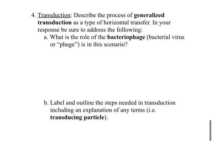 Solved 4. Transduction: Describe the process of generalized | Chegg.com