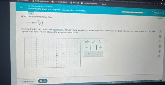 Solved Graph the trigonometric function. y=−3cot(52x) a | Chegg.com