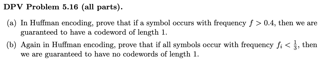 Solved DPV Problem 5.16 (all parts).(a) ﻿In Huffman | Chegg.com