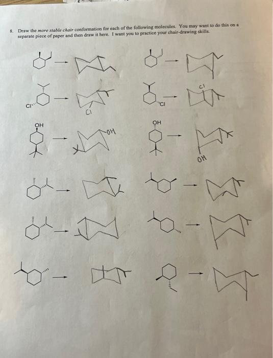 Solved draw the more stable chair confirmation for each of | Chegg.com