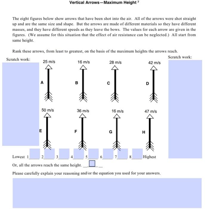 Vertical Arrows-Maximum Height? The eight figures | Chegg.com