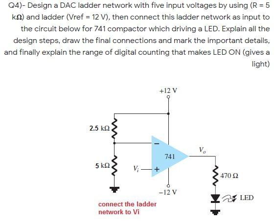 Solved Q4)- Design a DAC ladder network with five input | Chegg.com