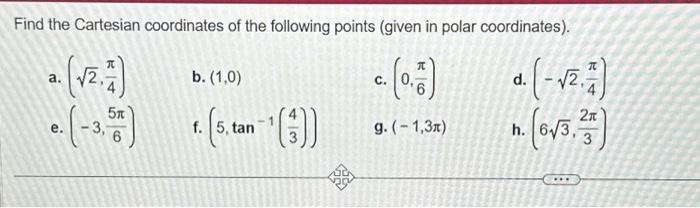 Solved Find the Cartesian coordinates of the following | Chegg.com
