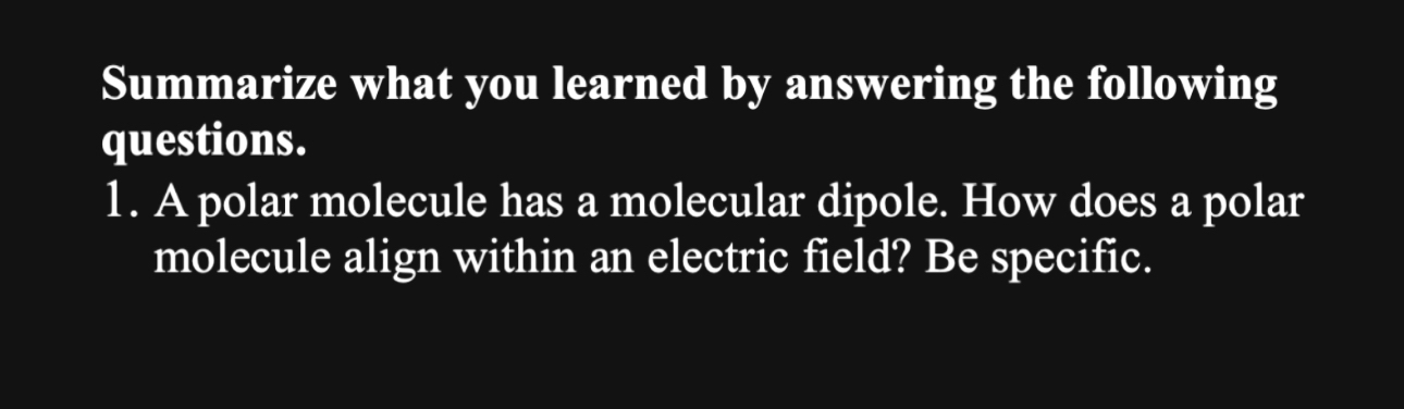 Solved Summarize what you learned by answering the following | Chegg.com