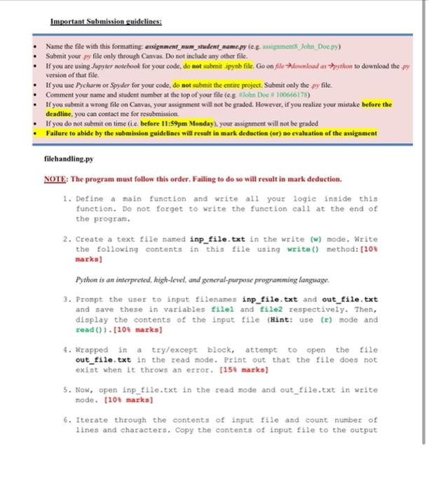 Solved Important Submission guidelines: version of that file | Chegg.com
