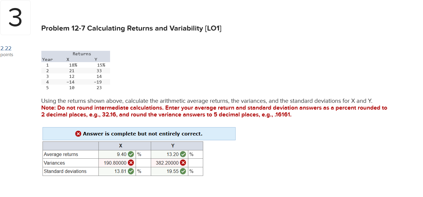 Solved Problem 12-7 ﻿Calculating Returns and Variability | Chegg.com