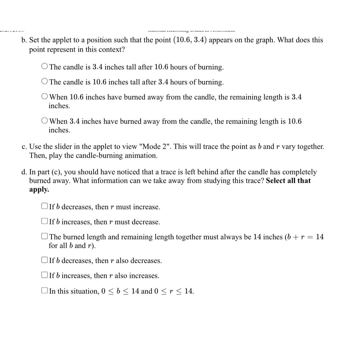 Solved b. ﻿Set the applet to a position such that the point | Chegg.com