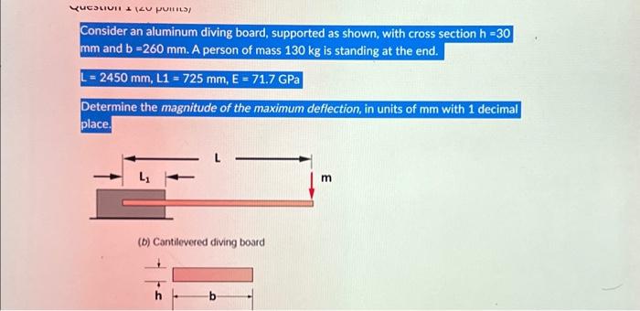 Solved , Consider an aluminum diving board, supported as | Chegg.com