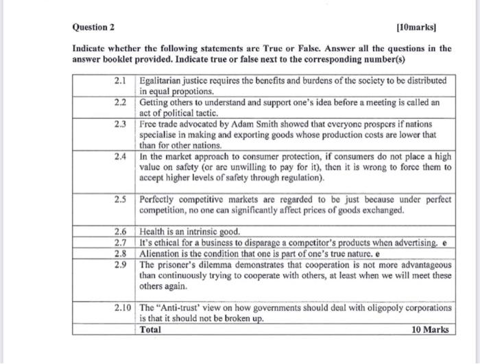 Solved Indicate whether the following statements are True or | Chegg.com