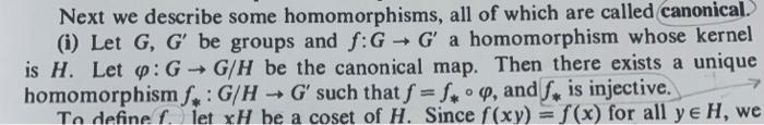 Solved Next we describe some homomorphisms, all of which are | Chegg.com