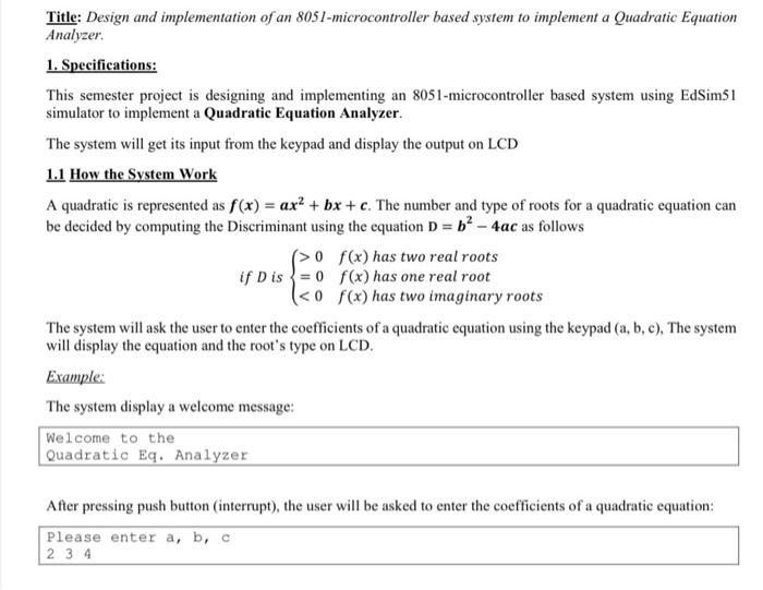 Title: Design and implementation of an | Chegg.com