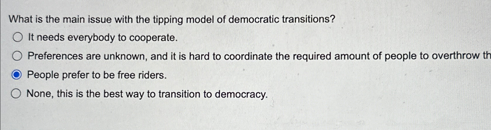 Solved What is the main issue with the tipping model of | Chegg.com