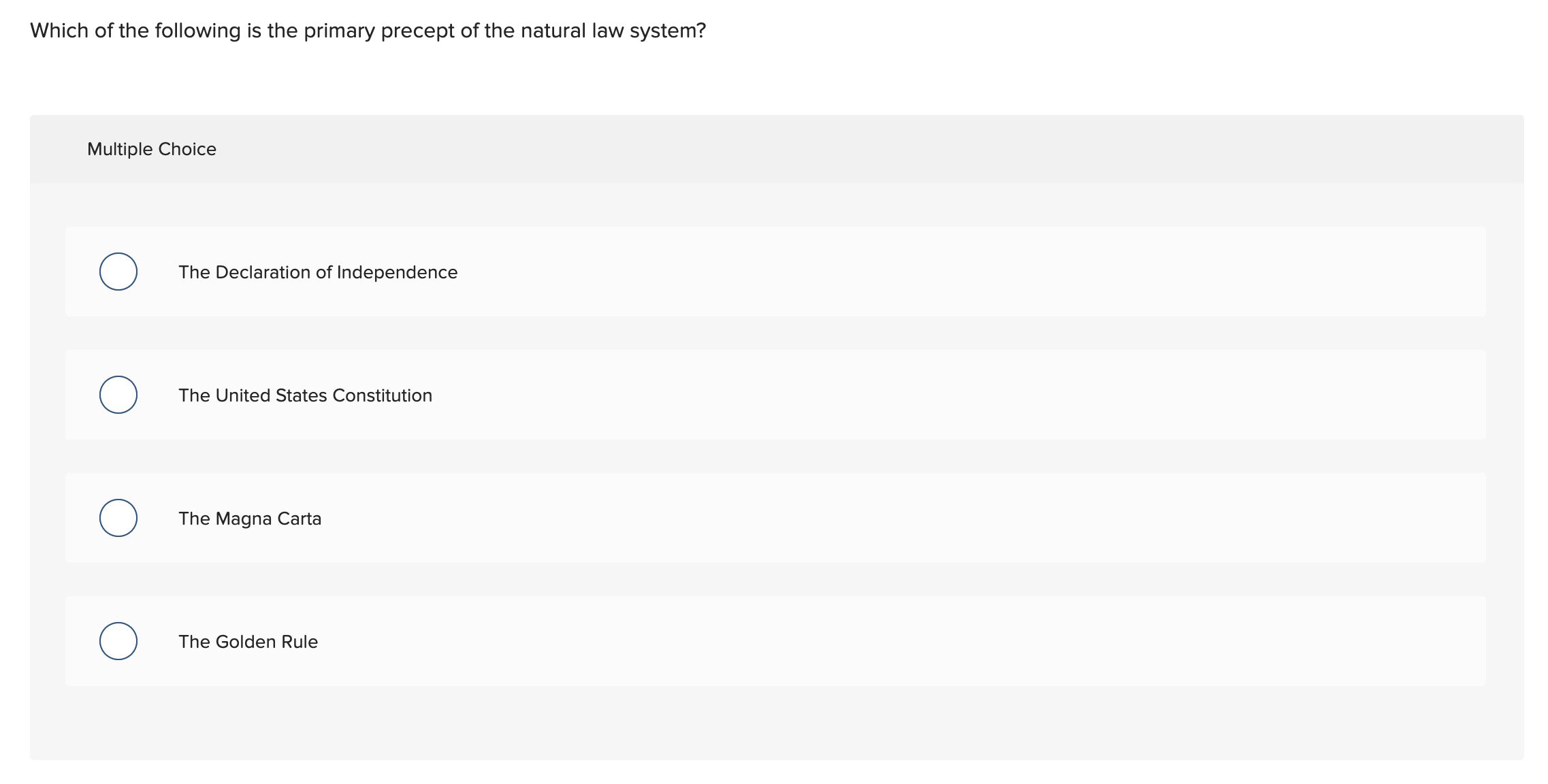 Solved Which of the following is the primary precept of the | Chegg.com
