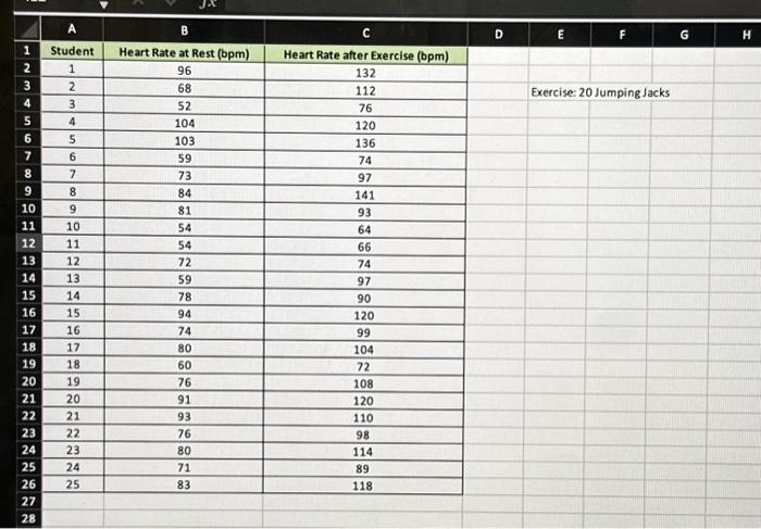 Solved Exercise: 20 Jumping Jacks You will create a table | Chegg.com
