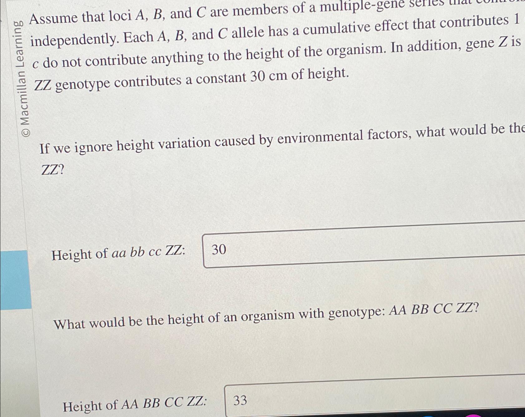Solved _(c)^(\\\\infty ) Assume that loci A,B, and C are | Chegg.com