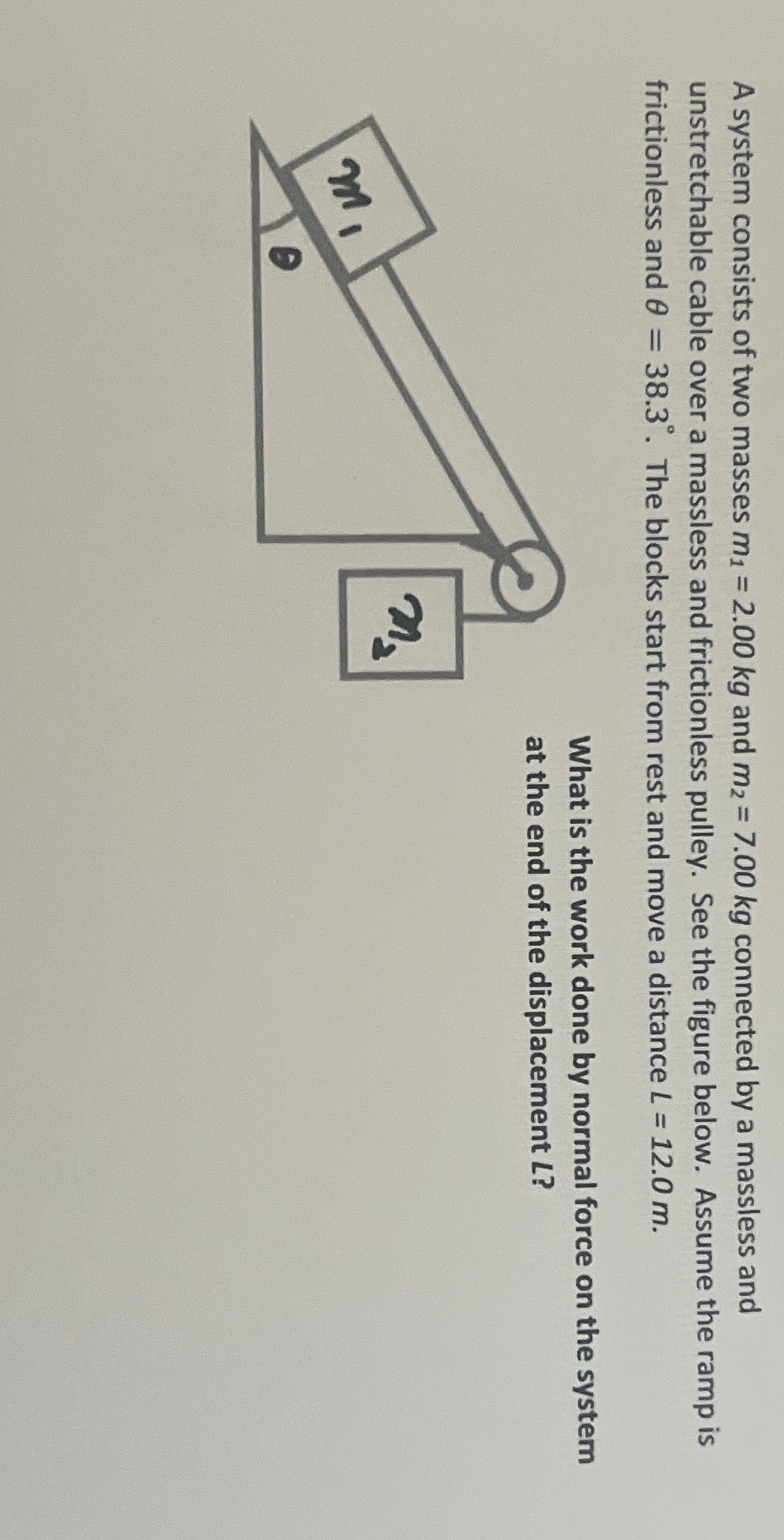 Solved A system consists of two masses m1=2.00kg ﻿and | Chegg.com