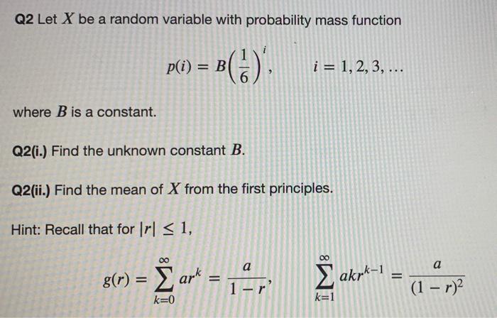 Solved Q2 Let X be a random variable with probability mass | Chegg.com