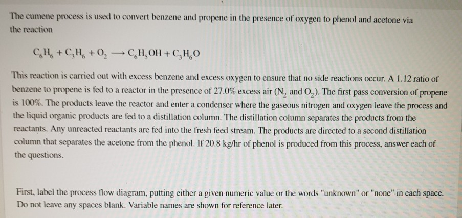 Solved The cumene process is used to convert benzene and | Chegg.com