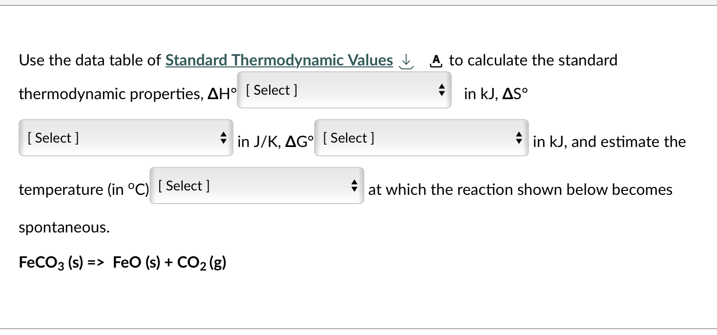Solved Use the data table of ﻿Standard Thermodynamic Values | Chegg.com