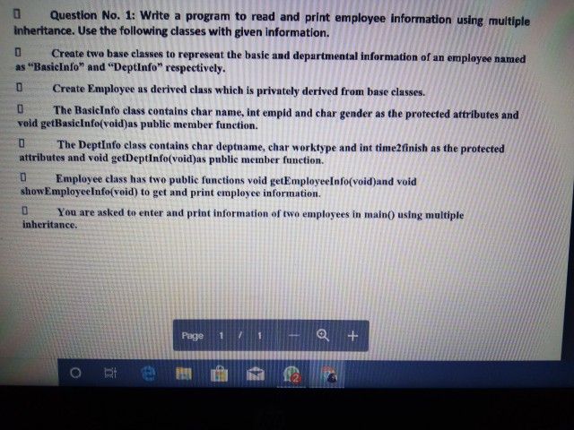 Solved Question No 1 Write A Program To Read And Print 8207
