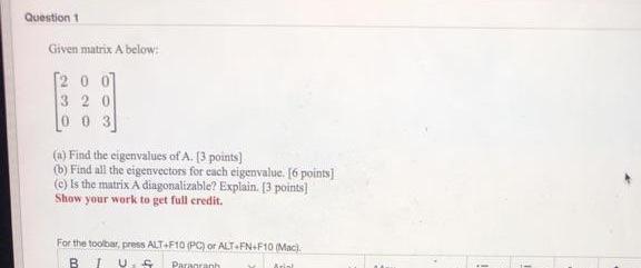 Solved Given matrix \\( \\mathrm{A} \\) below: \\[ | Chegg.com