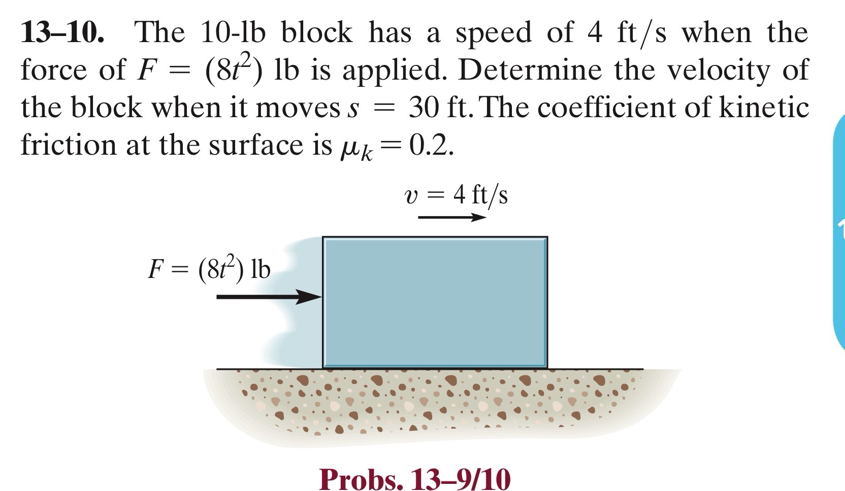 Solved 13-10. ﻿The 10-lb block has a speed of 4fts ﻿when the | Chegg.com