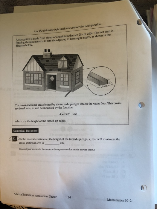 Solved Mathematics 30–2 Diploma Examination January 2013 - | Chegg.com