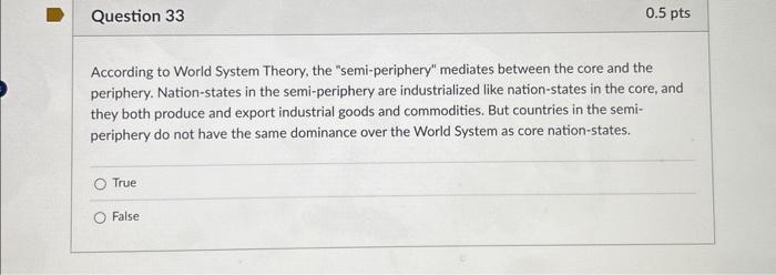 According to World System Theory, the | Chegg.com