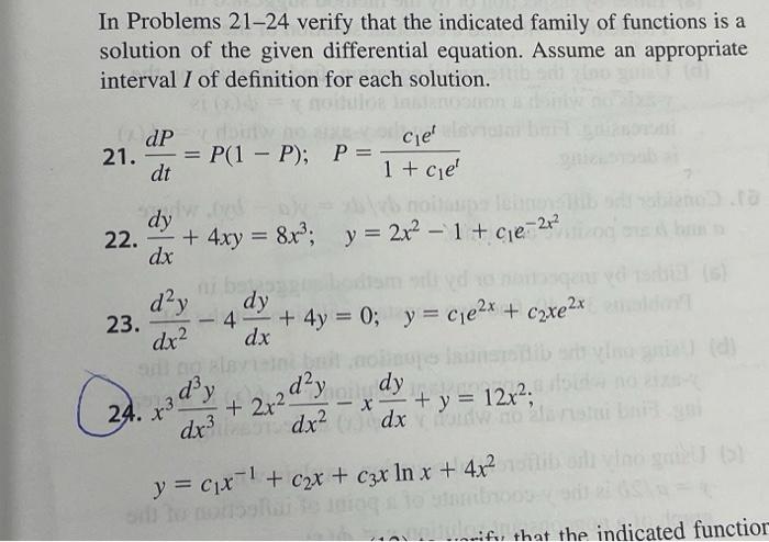 Solved In Problems 21−24 verify that the indicated family of | Chegg.com