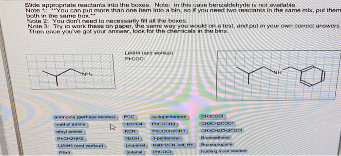 Solved Slide appropriate reactants into the boxes. Note: in | Chegg.com