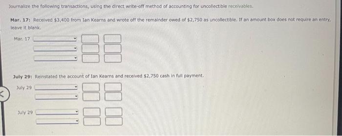 Solved Journalize the following transactions, using the | Chegg.com