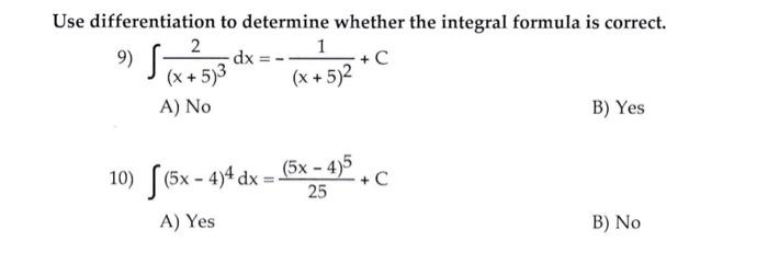 Solved Use differentiation to determine whether the integral | Chegg.com