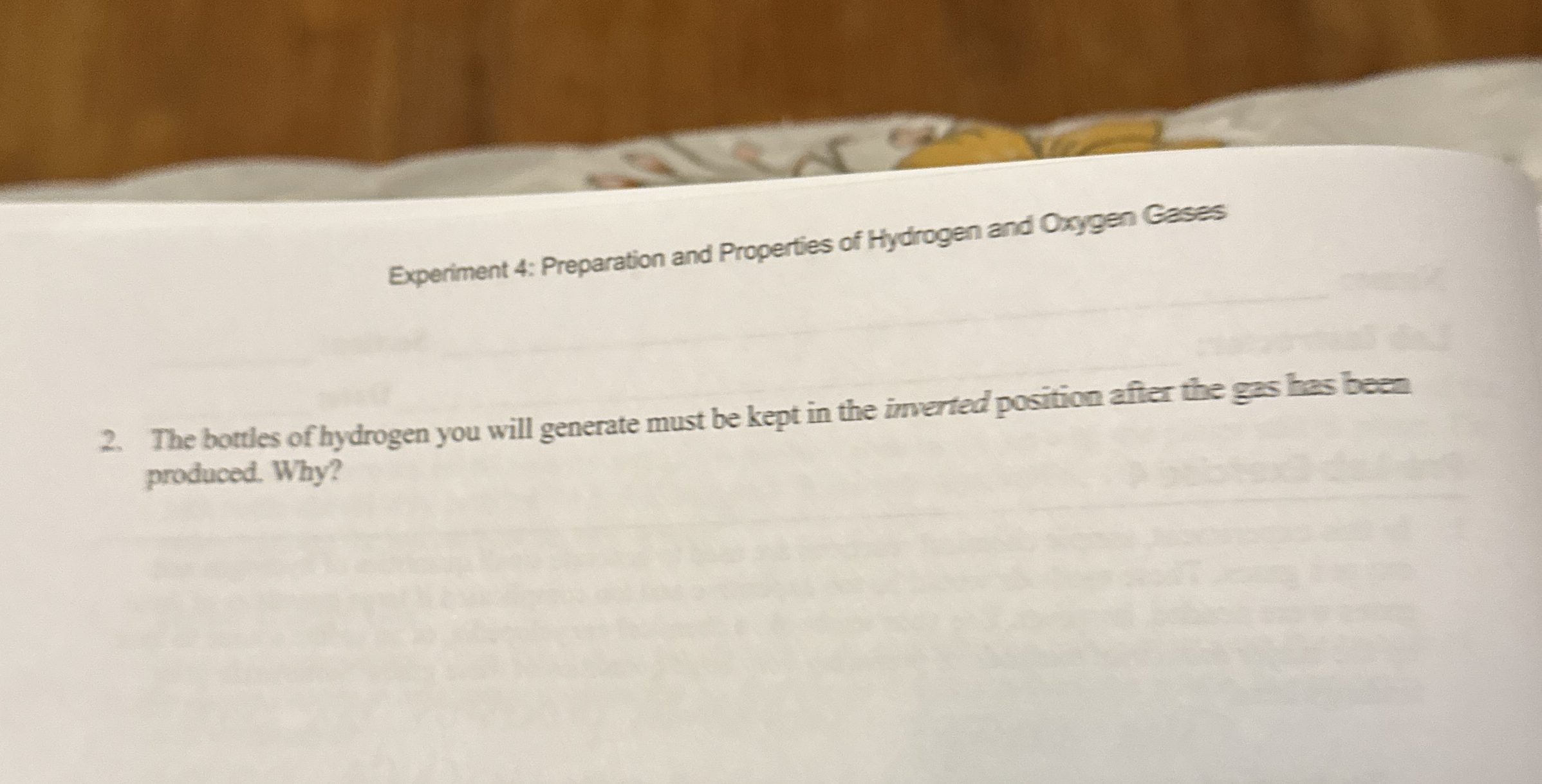 Solved Experiment 4: Preparation and Properties of Hydrogen | Chegg.com