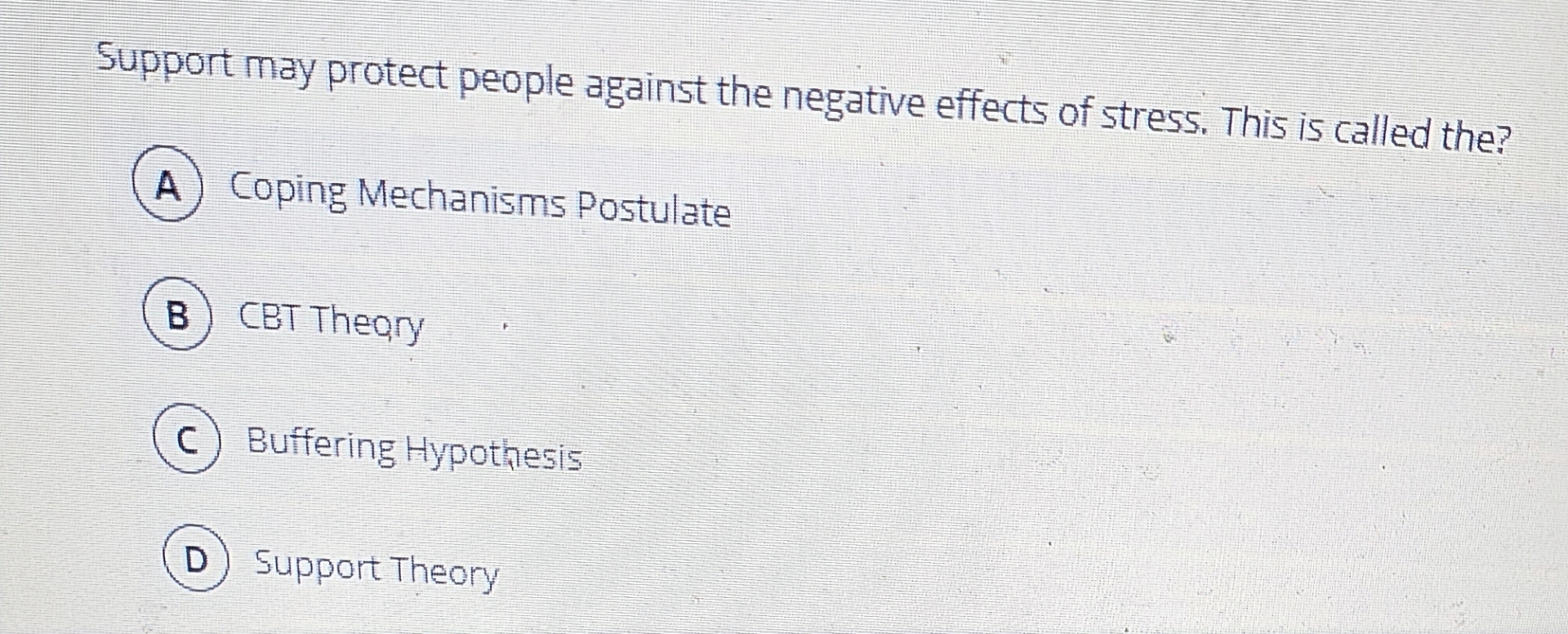 Solved Support may protect people against the negative | Chegg.com