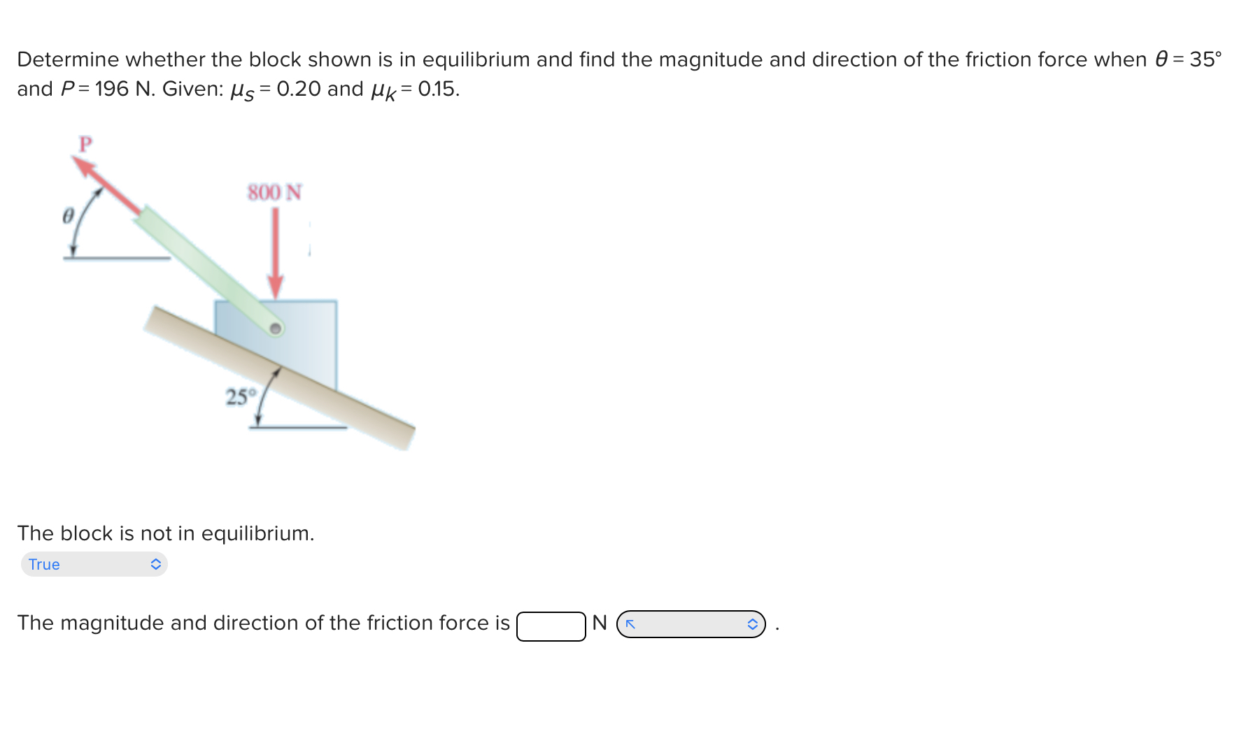 Solved Determine whether the block shown is in equilibrium | Chegg.com