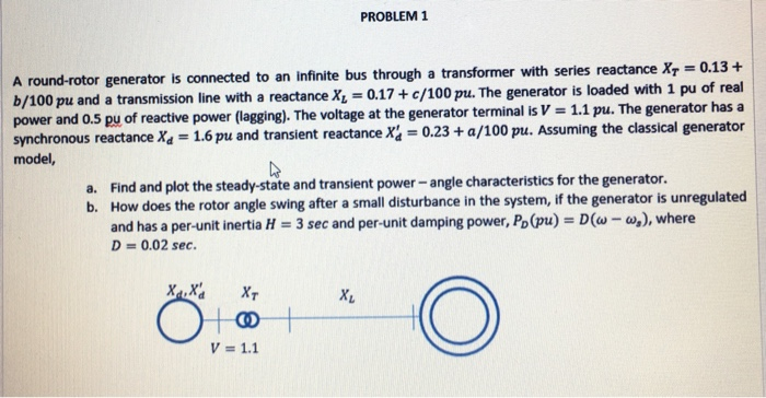 PROBLEM 1 A round-rotor generator is connected to an | Chegg.com