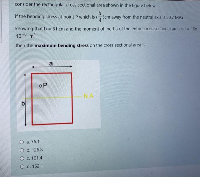 Solved consider the rectangular cross sectional area shown | Chegg.com