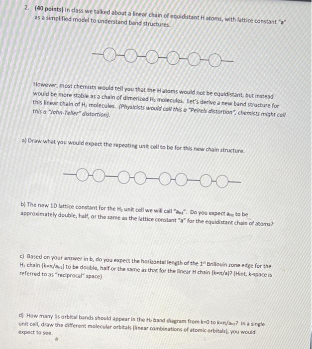 Solved 2. ( 40 points) In class we talked about a linear | Chegg.com