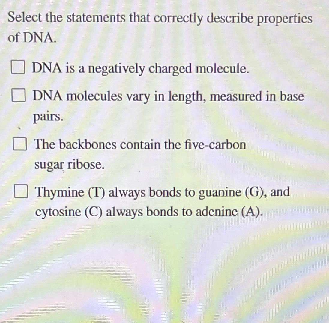 Solved Select the statements that correctly describe | Chegg.com