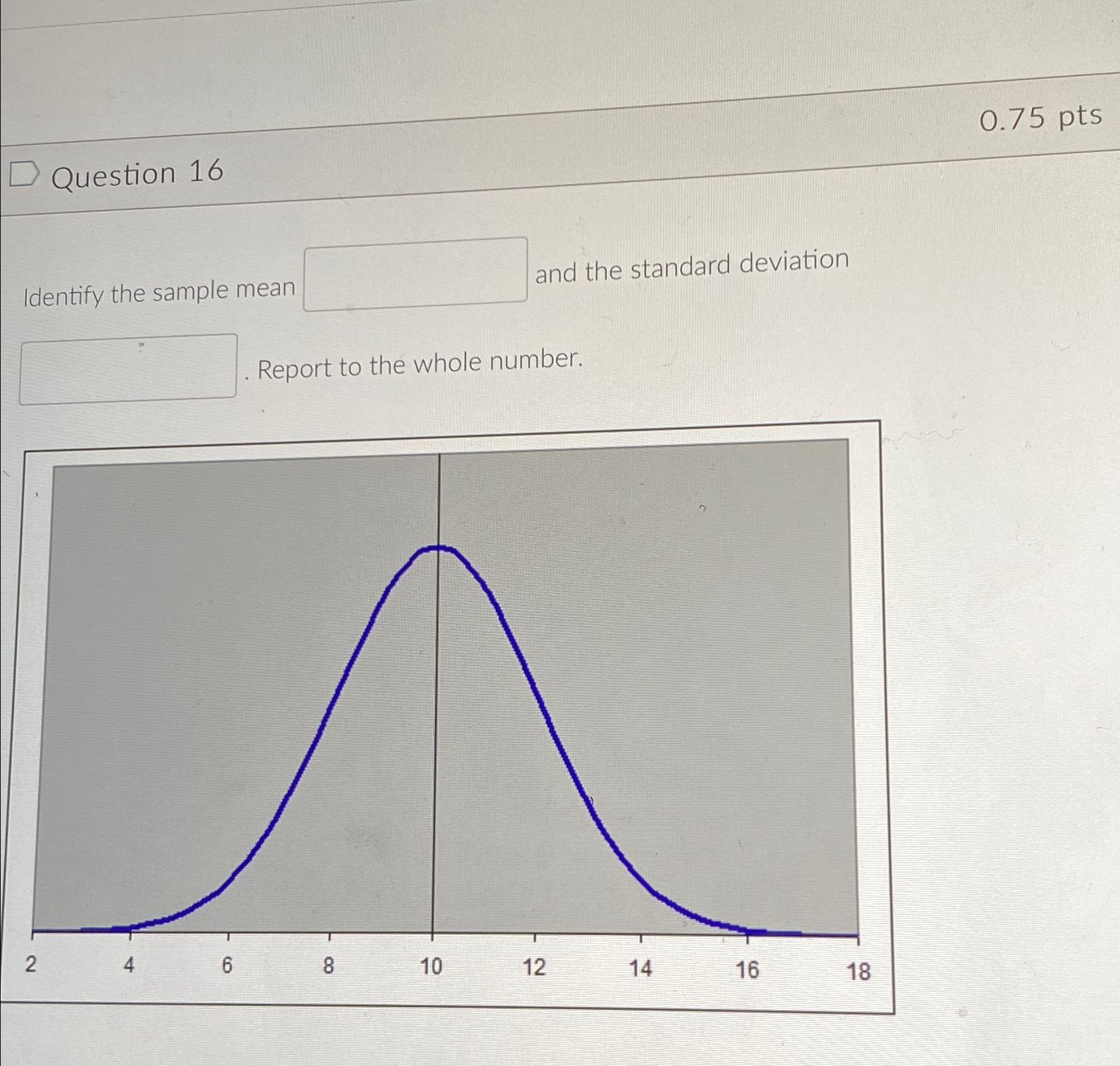 Solved Question 16Identify the sample mean and the standard | Chegg.com