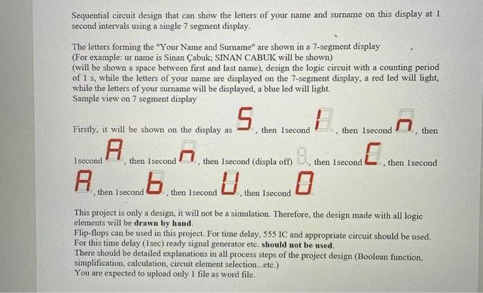 Solved Sequential circuit design that can show the letters | Chegg.com