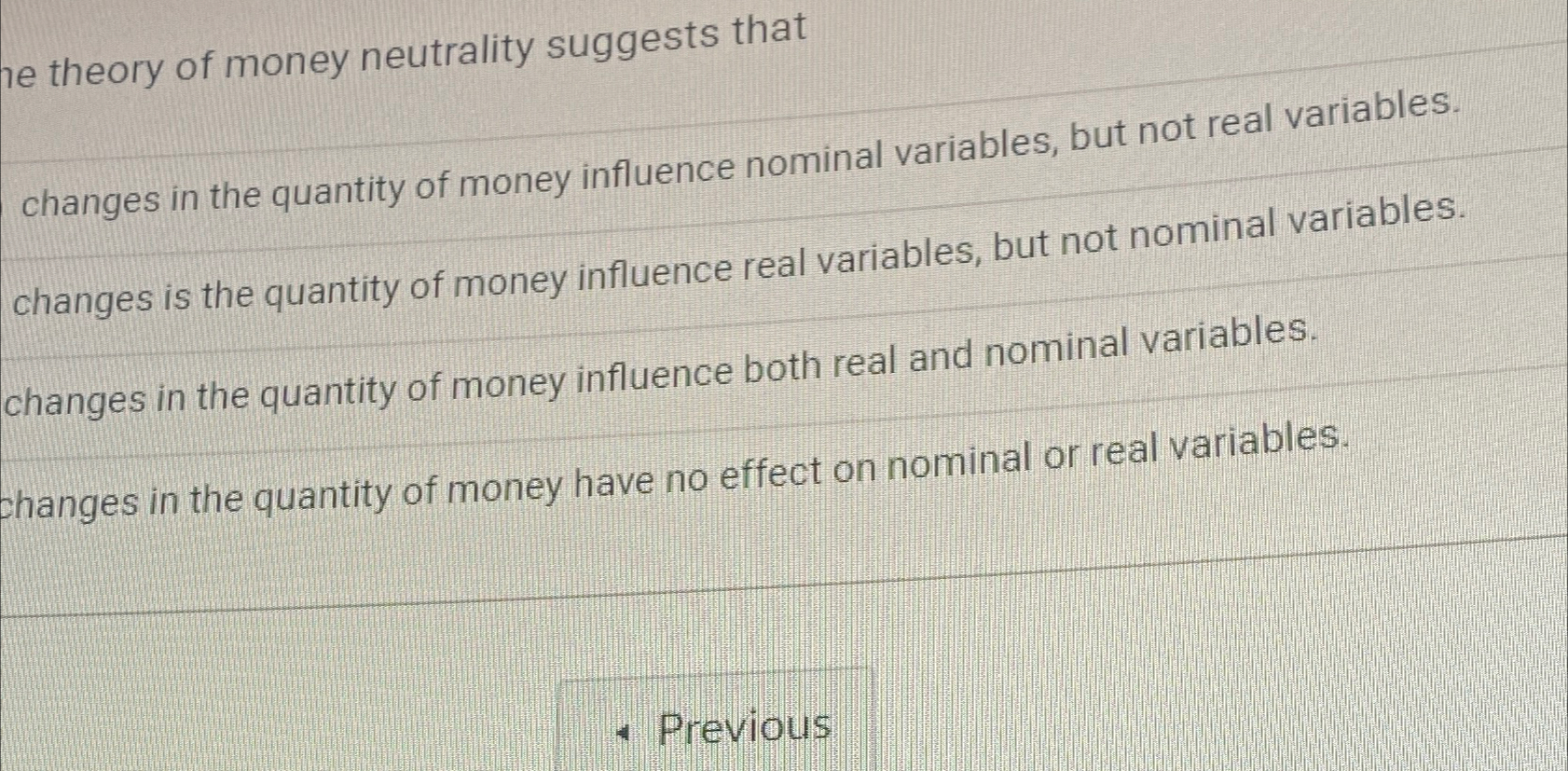 Solved theory of money neutrality suggests thatchanges in | Chegg.com