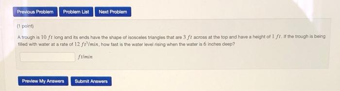 Solved Previous Problem Problem List Next Probler (1 point) | Chegg.com