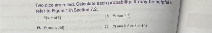 Solved Two dice are rolled. Calculate each probability. It | Chegg.com