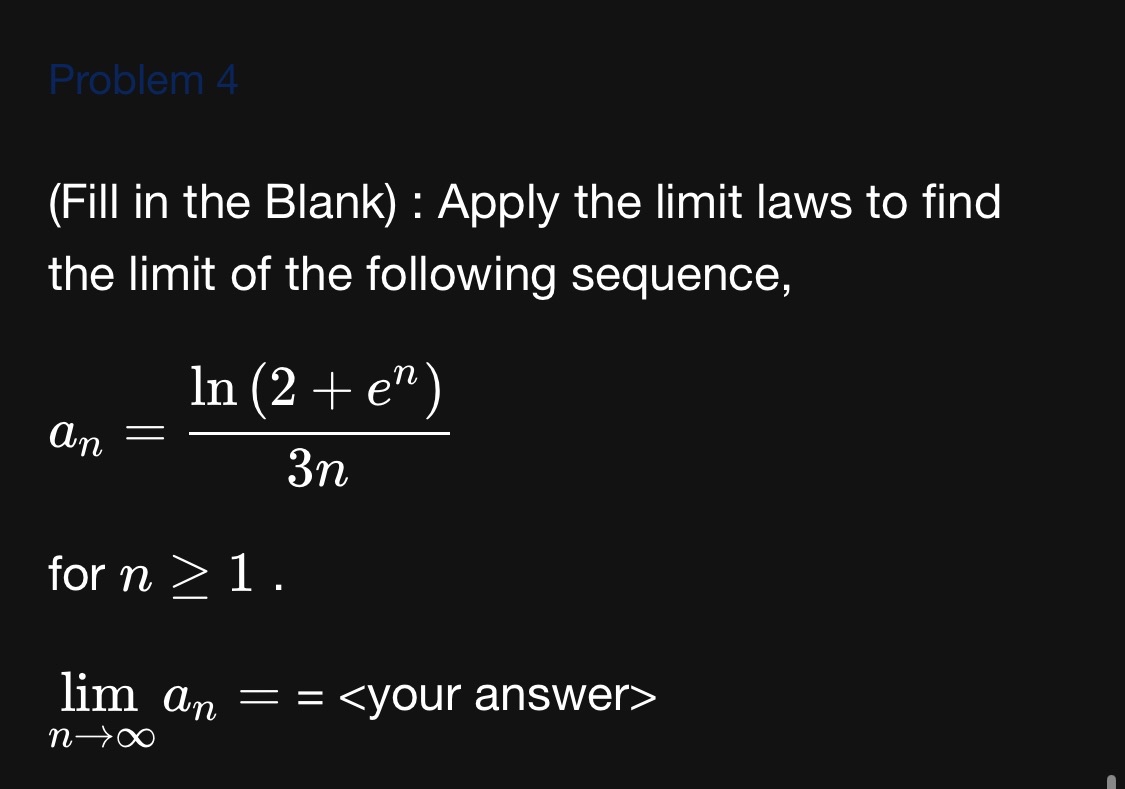 Solved Problem 4(Fill in the Blank) ﻿: Apply the limit laws | Chegg.com